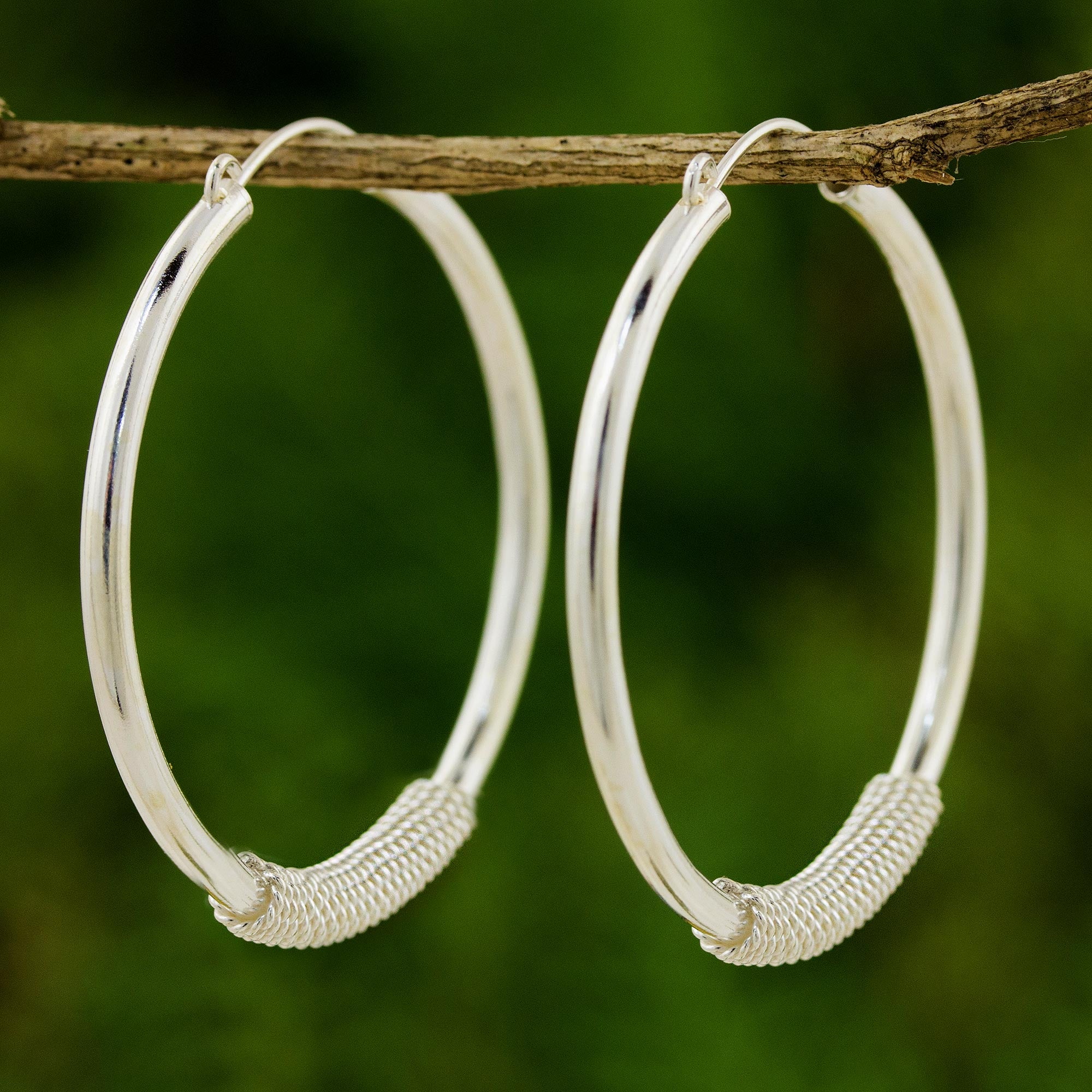 NOVICA Loop the Hoop Sterling Silver Earrings | GreaterGood