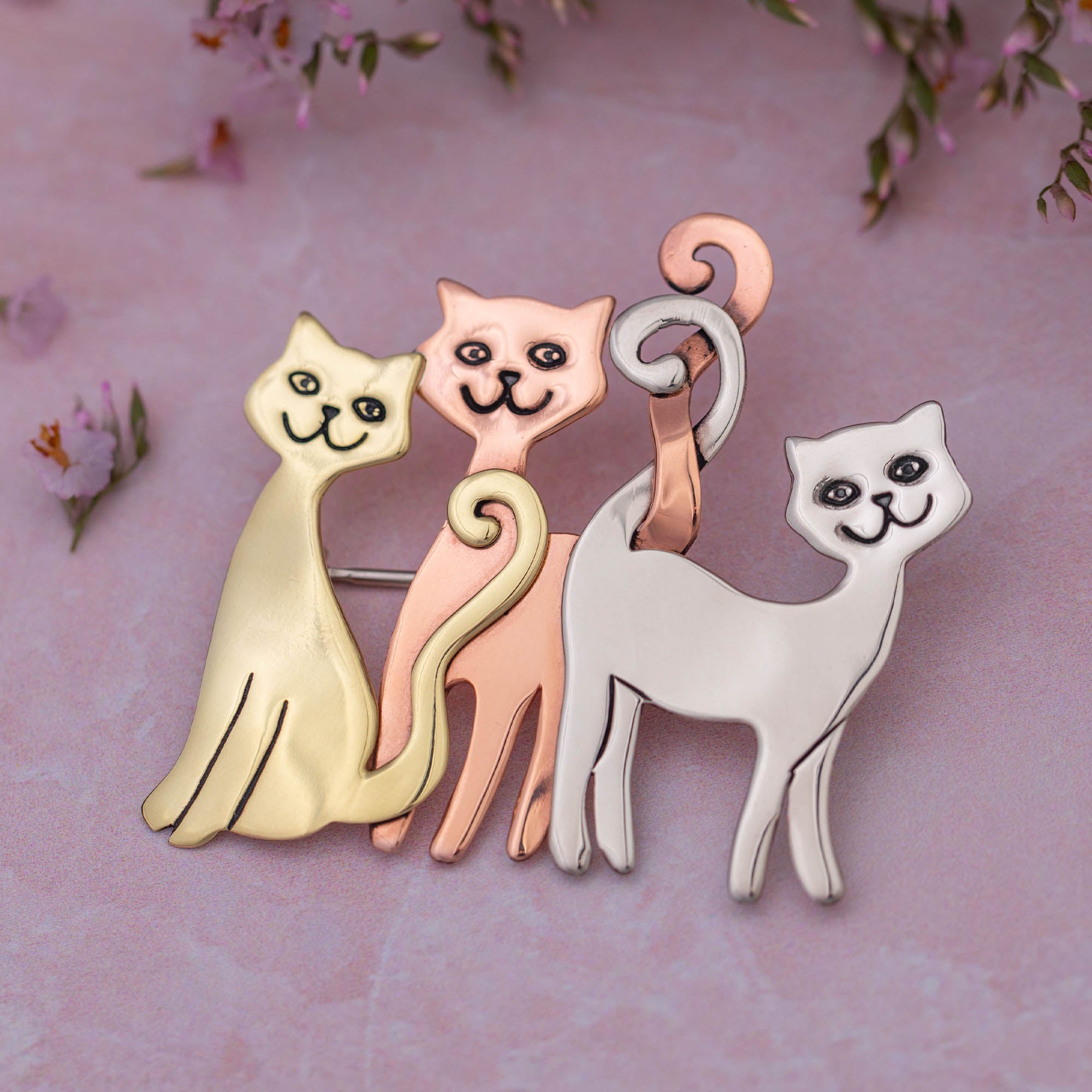 Cat Tails Mixed Metal Pin | GreaterGood